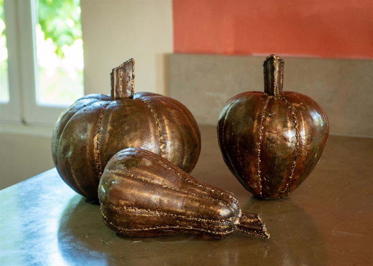 Courges décoratives en métal recyclé - Arrosoir et Persil